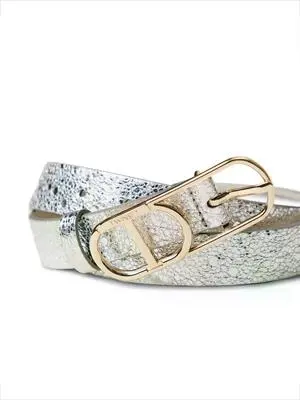 TWINSET Cracked-effect Leather Belt - Silver