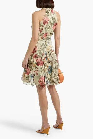 MIKAEL AGHAL Ruffled Floral-print Chiffon Dress