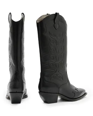 ALLSAINTS Dolly Snip Toe Western Style Boots - Black