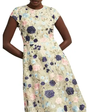 HOBBS LONDON Tia Embroidered Dress - Cream Multi