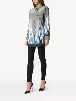 Philipp Plein Graphic-print Denim Shirt - Grey