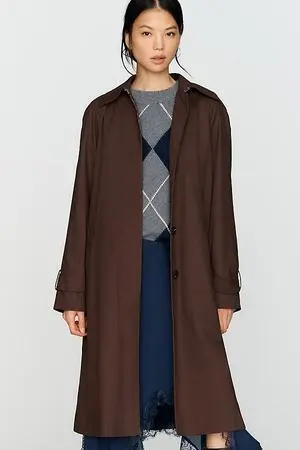 Avec Les Filles Long Trench Coat - Java Brown