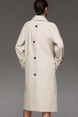 Avec Les Filles Long Trench Coat Jacket - Light Khaki