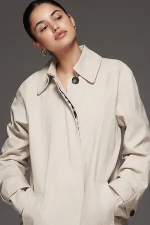 Avec Les Filles Long Trench Coat Jacket - Light Khaki