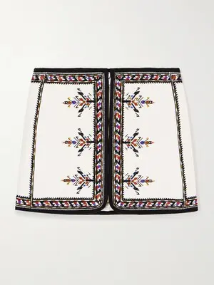 MARANT ETOILE Zeria Embroidered Mini Skirt - Neutrals
