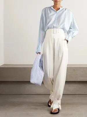 Another Tomorrow Gathered Organic Cotton-voile Shirt
