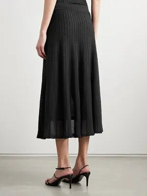 Khaite Dawn Pointelle-knit Midi Skirt - Black