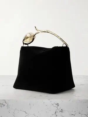 Erdem Bloom Mini Velvet Clutch - Black