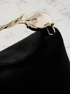 Erdem Bloom Mini Velvet Clutch - Black