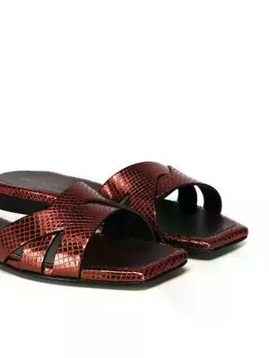 GIULIANO GALIANO Leather Slides - Red