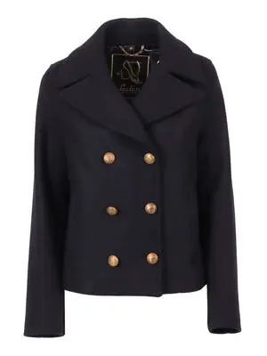 SEALUP Short Wool Blend Pea Coat - Blue