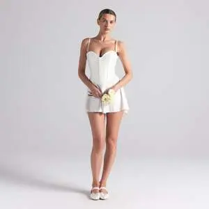Skims Woven Shine Corset Mini Dress - Ivory | Editorialist