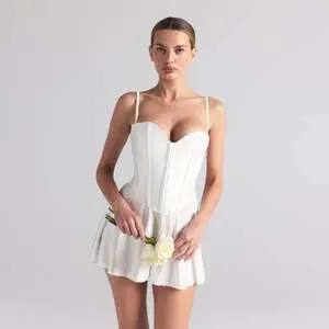 Skims Woven Shine Corset Mini Dress - Ivory | Editorialist