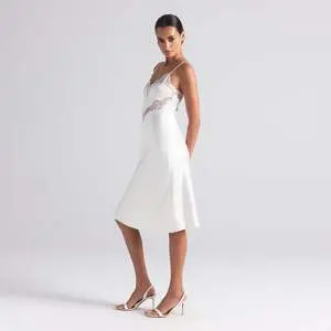 SKIMS Woven Shine Lace Midi Slip Dress