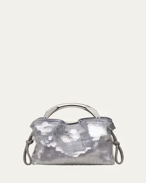 STUART WEITZMAN Mia Arc Mini Sequined Top-handle Bag - Cool Gray