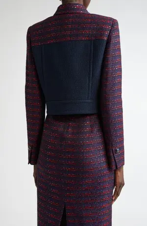 St. John Colorblock Tweed Crop Jacket