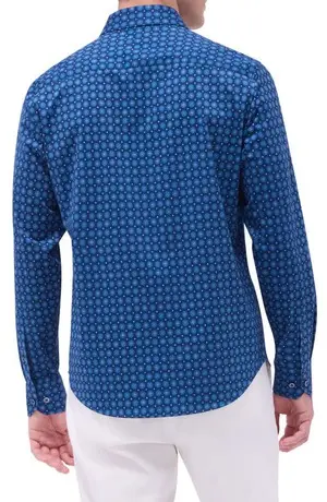 Bugatchi Jimmy Ooohcotton® Medallion Print Button-up Shirt - Indigo