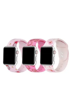 POSH TECH 3-pack Printed Silicone Apple Watch® Watchbands - Pink Assorted