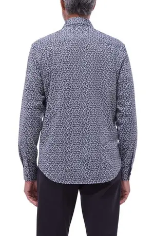 Bugatchi James Ooohcotton® Leaf Print Button-up Shirt - Black