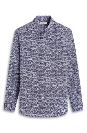 Bugatchi James Ooohcotton® Leaf Print Button-up Shirt - Black