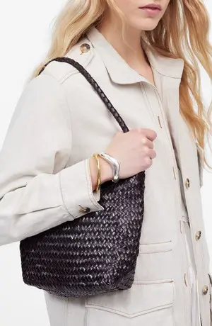 Madewell Handwoven Leather Shoulder Bag - Coffee Bean