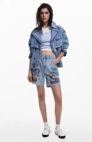 Desigual Patchwork Denim Shorts
