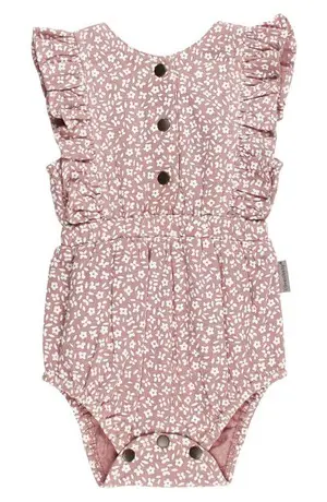 L'OVEDBABY Ruffle Organic Cotton Gauze Romper - Taffy Floral