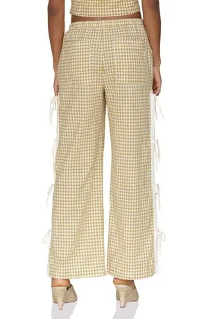 Avec Les Filles Side Tie Gingham Pants