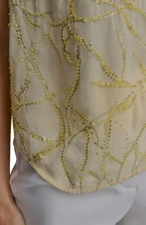 Donna Karan New York Embellished Cutaway Shoulder Top