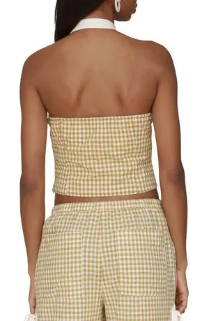 Avec Les Filles Tie Front Gingham Top