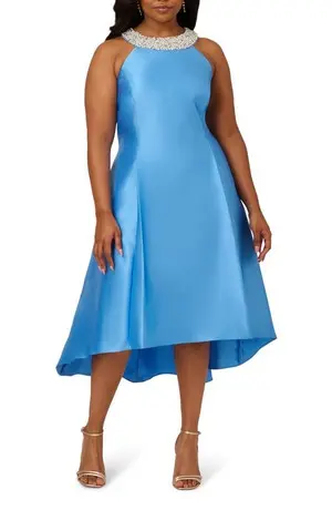 Adrianna Papell Box Pleat High-Low Dresses