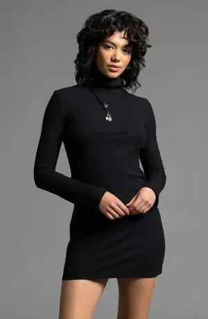 WEEKEND LOS ANGELES Penelope Ribbed Knit Mini Dress - Black