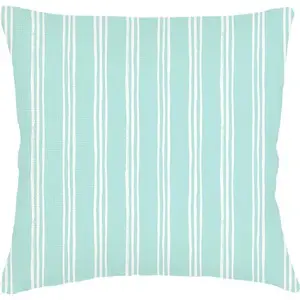 Anaya Ocean Drift Stripe Linen Euro Pillow With Down Alternative Insert - Aqua