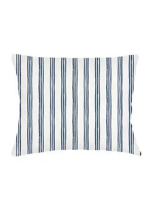 Anaya Ocean Drift Stripe Linen Dutch Euro Pillow With Down Insert - Navy