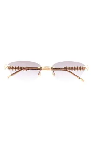 CARTIER Cartier 58mm Gradient Rimless Oval Sunglasses Gold