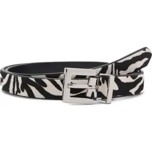 Mango Zebra Print Calf Hair Belt - Black