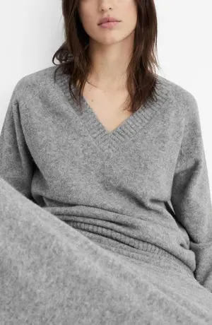 Mango Oversize V-neck Sweater - Grey