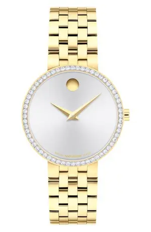 Movado Museum Classic Lab Grown Diamond Bracelet Watch - Ivory/ Gold