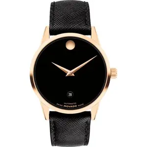 Movado Museum Classic Automatic Strap Watch - Black/ Rose Gold