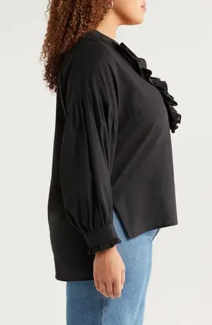 HARSHMAN Cordelia Ruffle Cotton & Linen Top