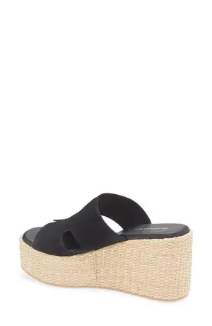 CHOCOLAT BLU Jamie Platform Wedge Sandals - Black Suede