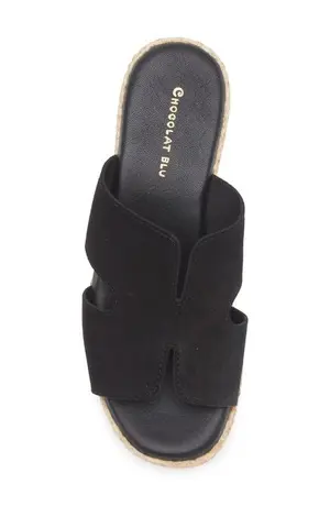 CHOCOLAT BLU Jamie Platform Wedge Sandals - Black Suede