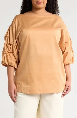 HARSHMAN Balia Cotton Popover Top - Sand