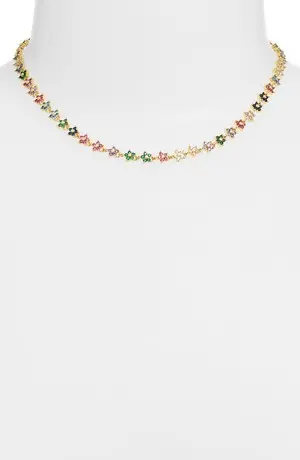 VIDAKUSH Flower Choker Necklace - Gold/ Multi