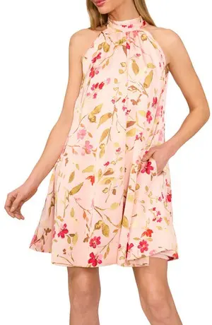 CECE DUPRAZ Floral Bow Back Sleeveless Mini Dress