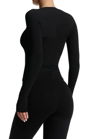 Naked Wardrobe Queen Anne Neck Long Sleeve Top