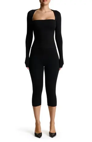 Naked Wardrobe Queen Anne Neck Long Sleeve Top