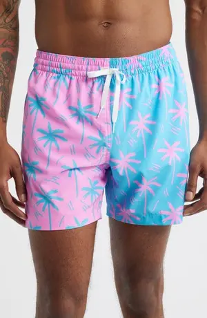 CHUBBIES The Prince Of Prints 5.5-inch Classic Lined Swim Trunks - Bright Blue/ Pink