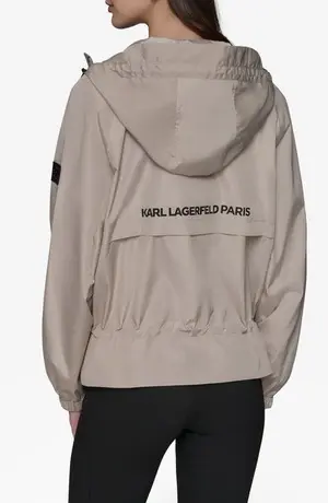 Karl Lagerfeld Paris Hooded Logo Windbreaker