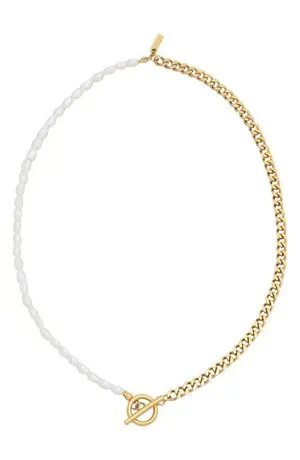 ST. MORAN Freshwater Pearl & Chain Necklace - White